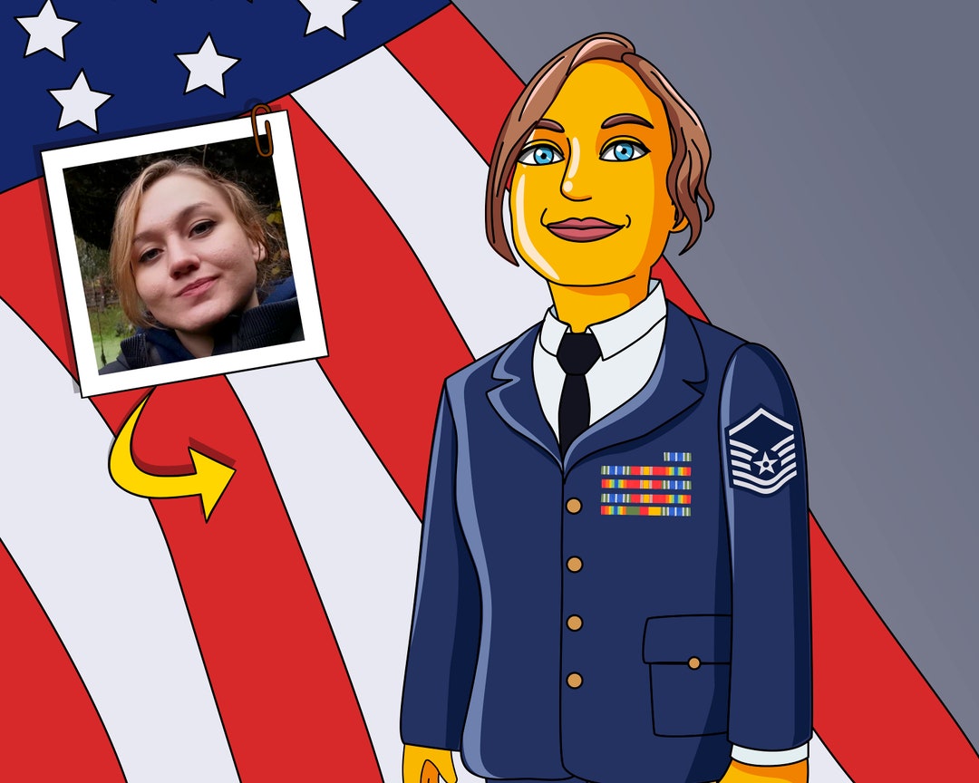 Master Sergeant Gift - Custom Portrait From Photo as Yellow Character ...