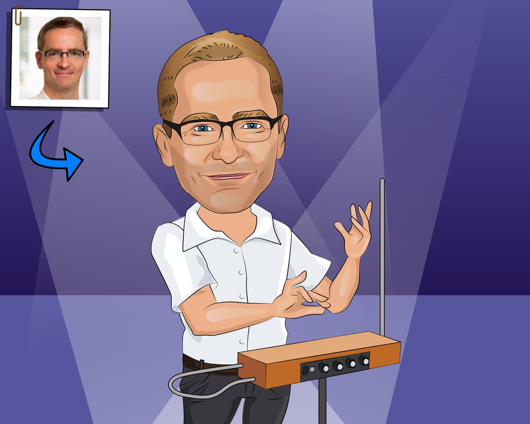 Theremin Player Gift - Custom Cartoon Portrait / Theremin Gift ...