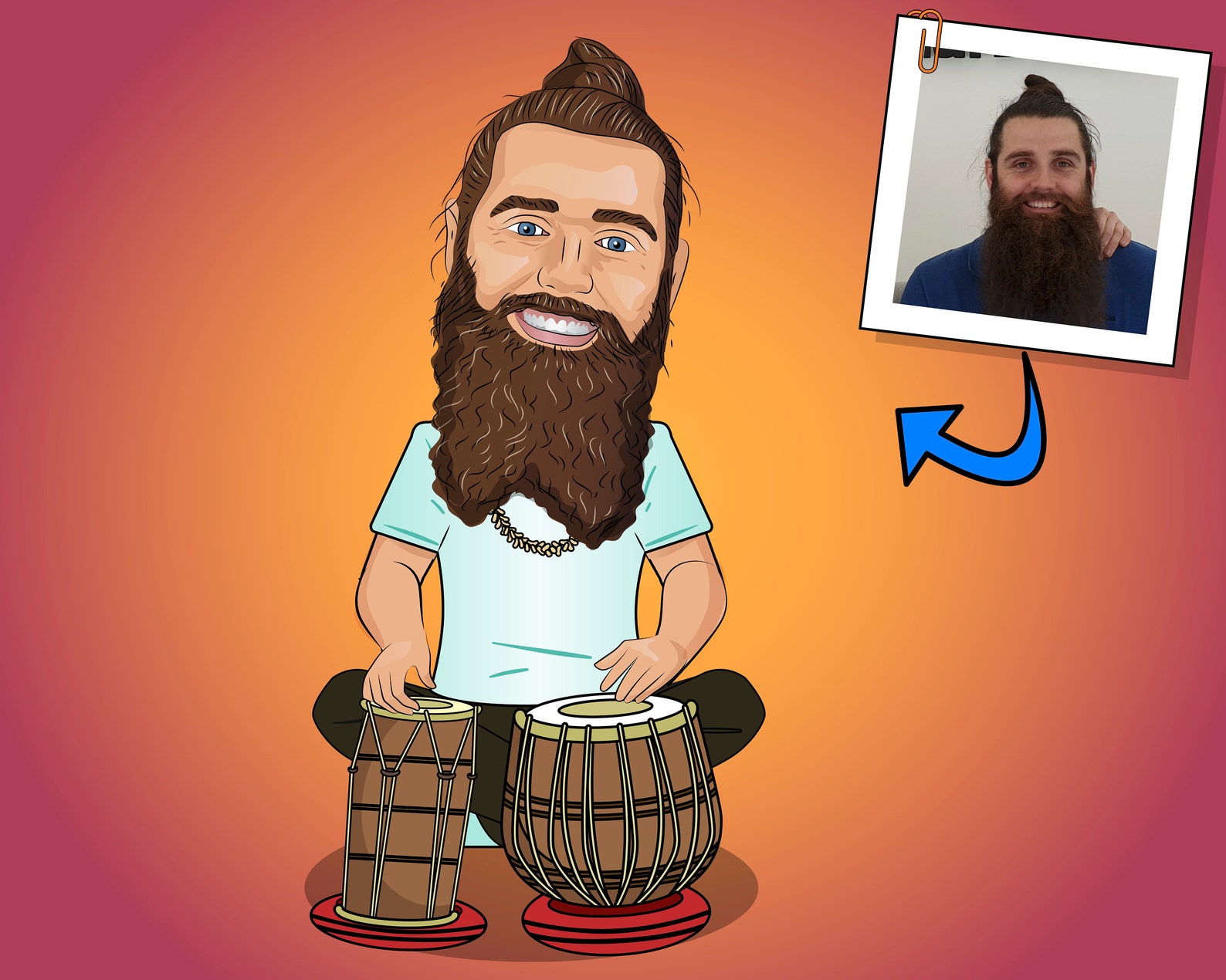 Tabla Player Gift - Custom Cartoon Portrait - Etsy
