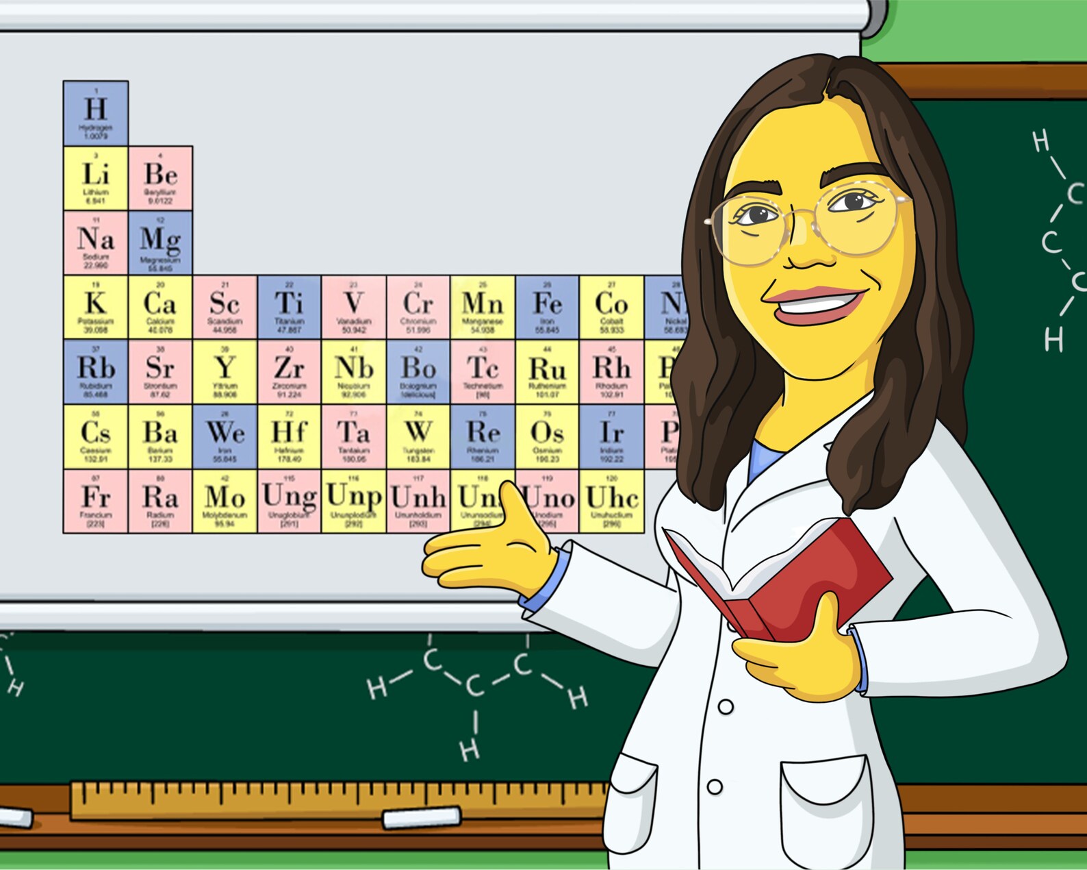 Science Teacher Gift - Custom Portrait as Yellow Cartoon Character ...