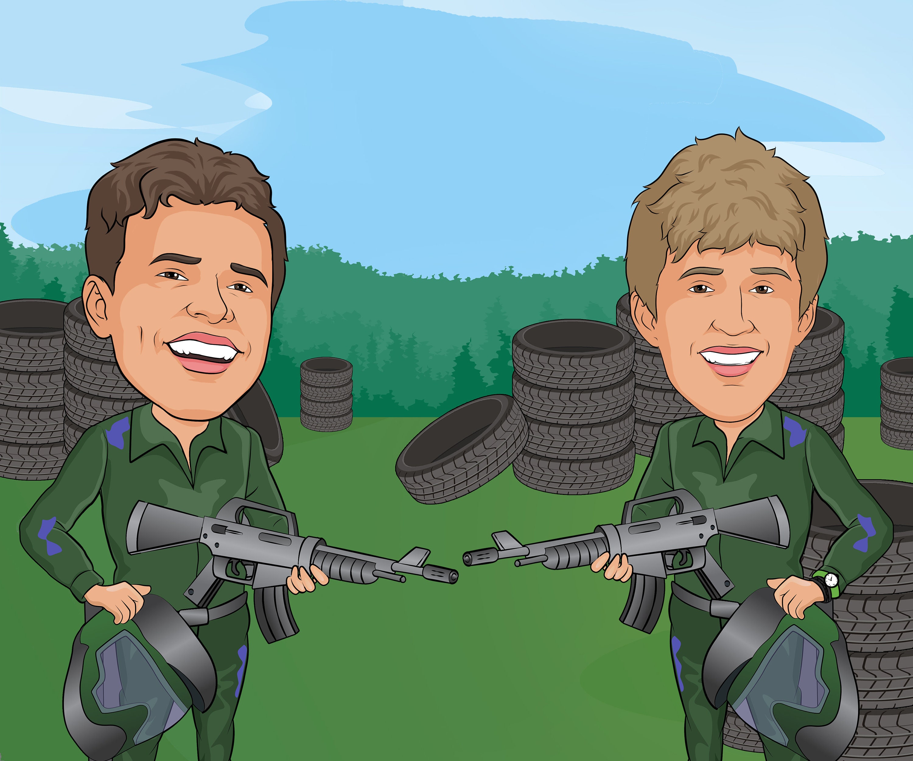 Airsoft Player Gift Custom Caricature Portrait From Your - Etsy