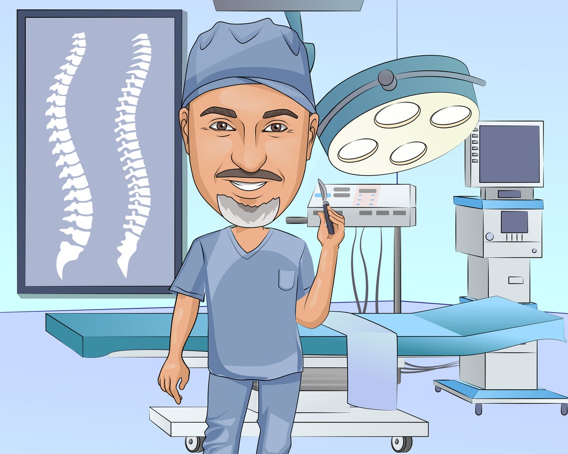 Spine Surgeon Gift Custom Caricature From Photo Spinal Cord | Etsy
