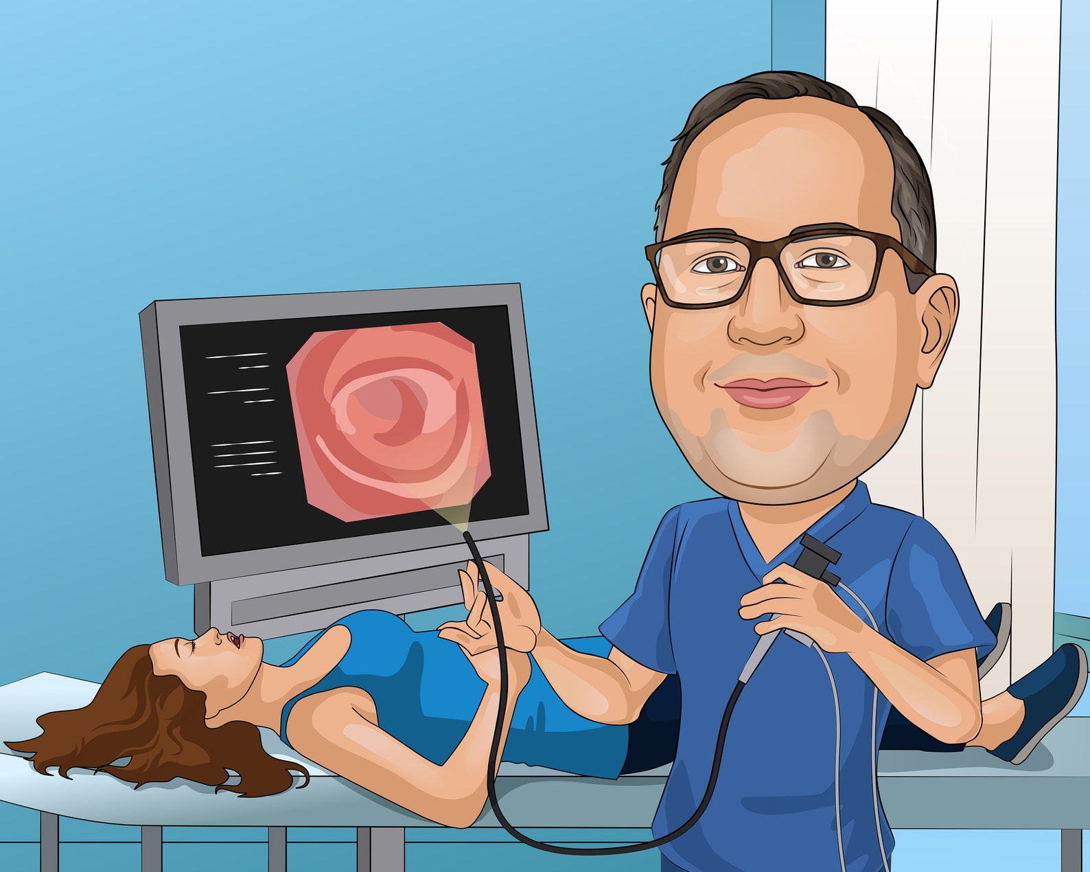 Endoscopy Nurse Caricature Gift: Custom Portrait Art (digital File) - Etsy