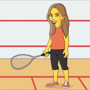 Squash Player Gift - Custom Cartoon Portrait From Photo / Racquetball ...