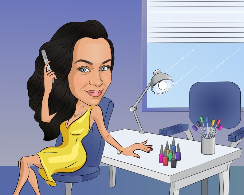 Nail Boss Gift - Custom Caricature Portrait From Your Photo, Nail ...