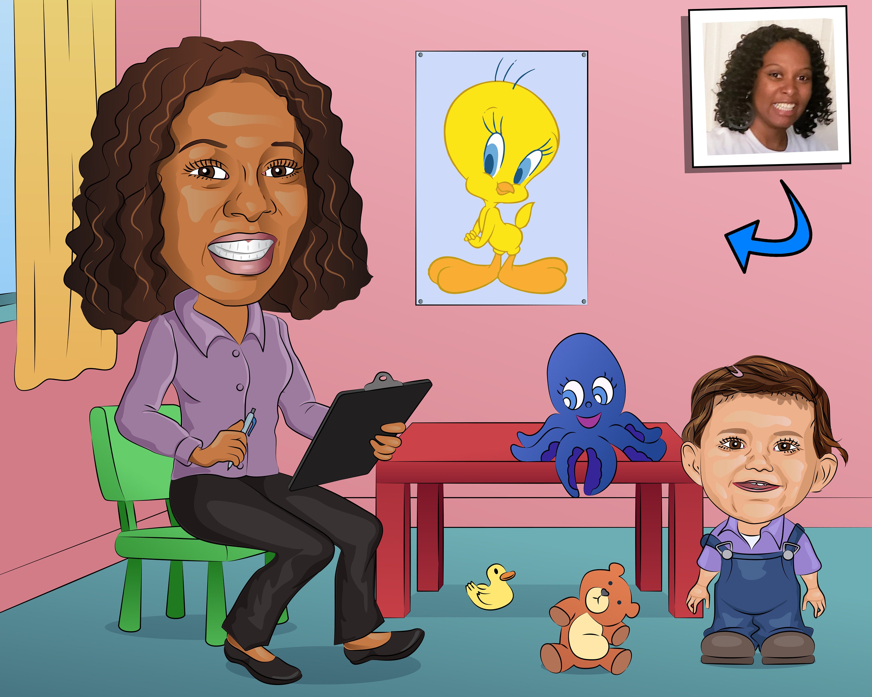 ABA Therapist Gift - Custom Caricature Portrait From Photo / Bcba Gift ...