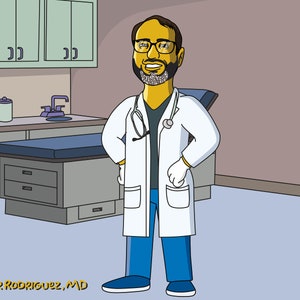 Clinical Instructor Gift Portrait From Photo as Yellow Cartoon ...