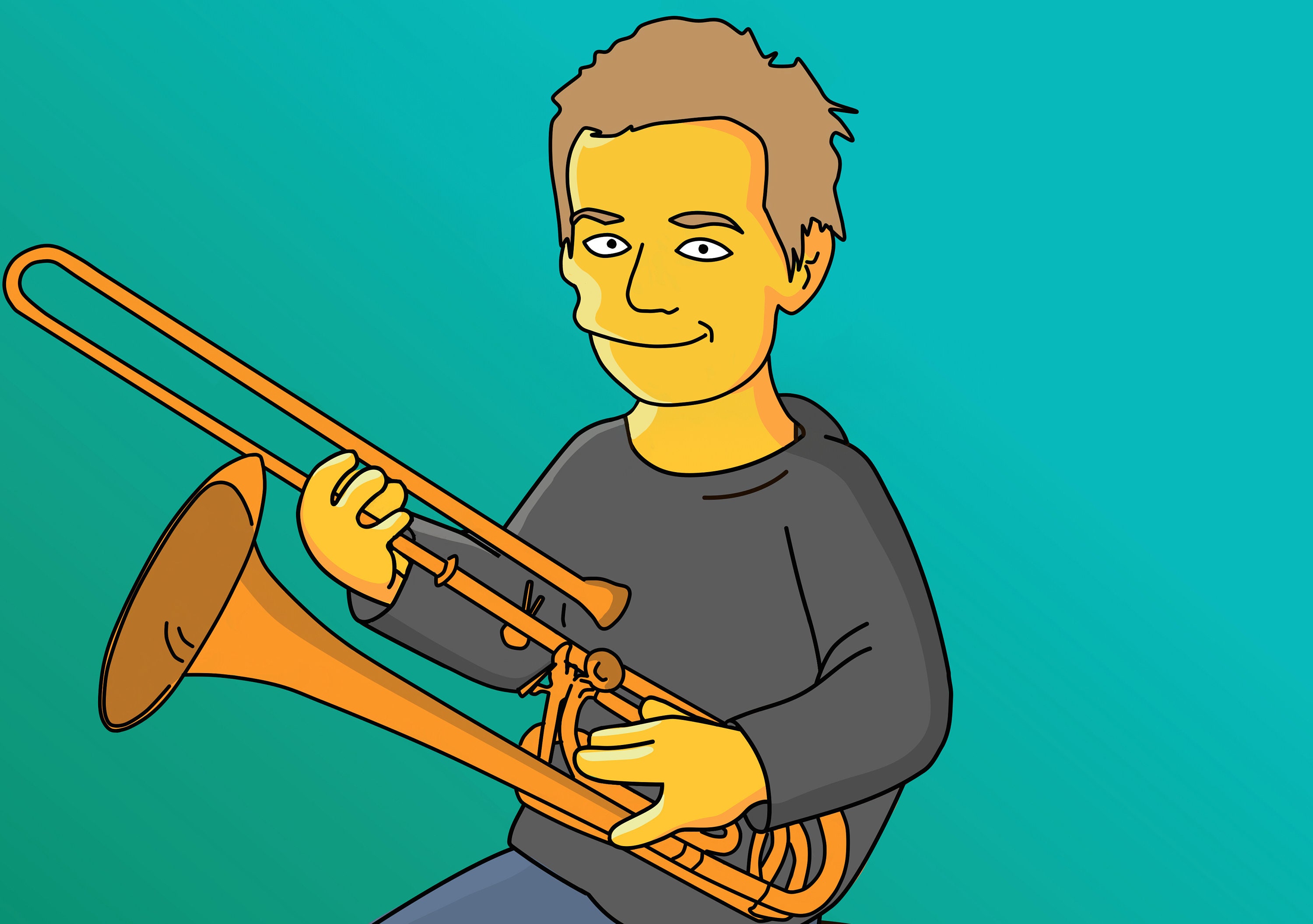 Cartoon Trombone Player