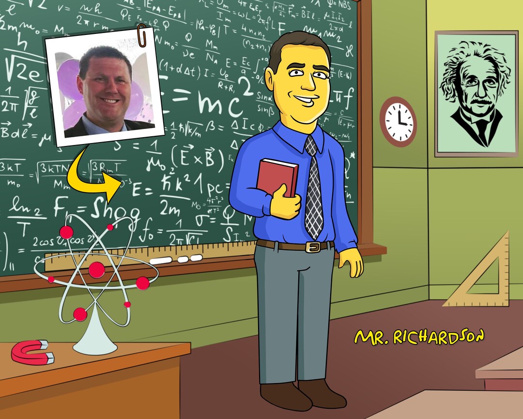 Physics Teacher Gift - Custom Portrait as Cartoon Character / Physics ...