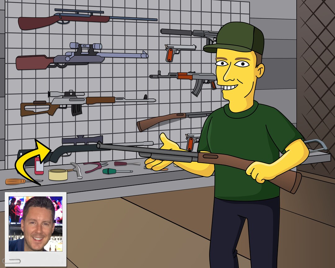 Gunsmith Gift - Custom Portrait From Photo as Yellow Character ...