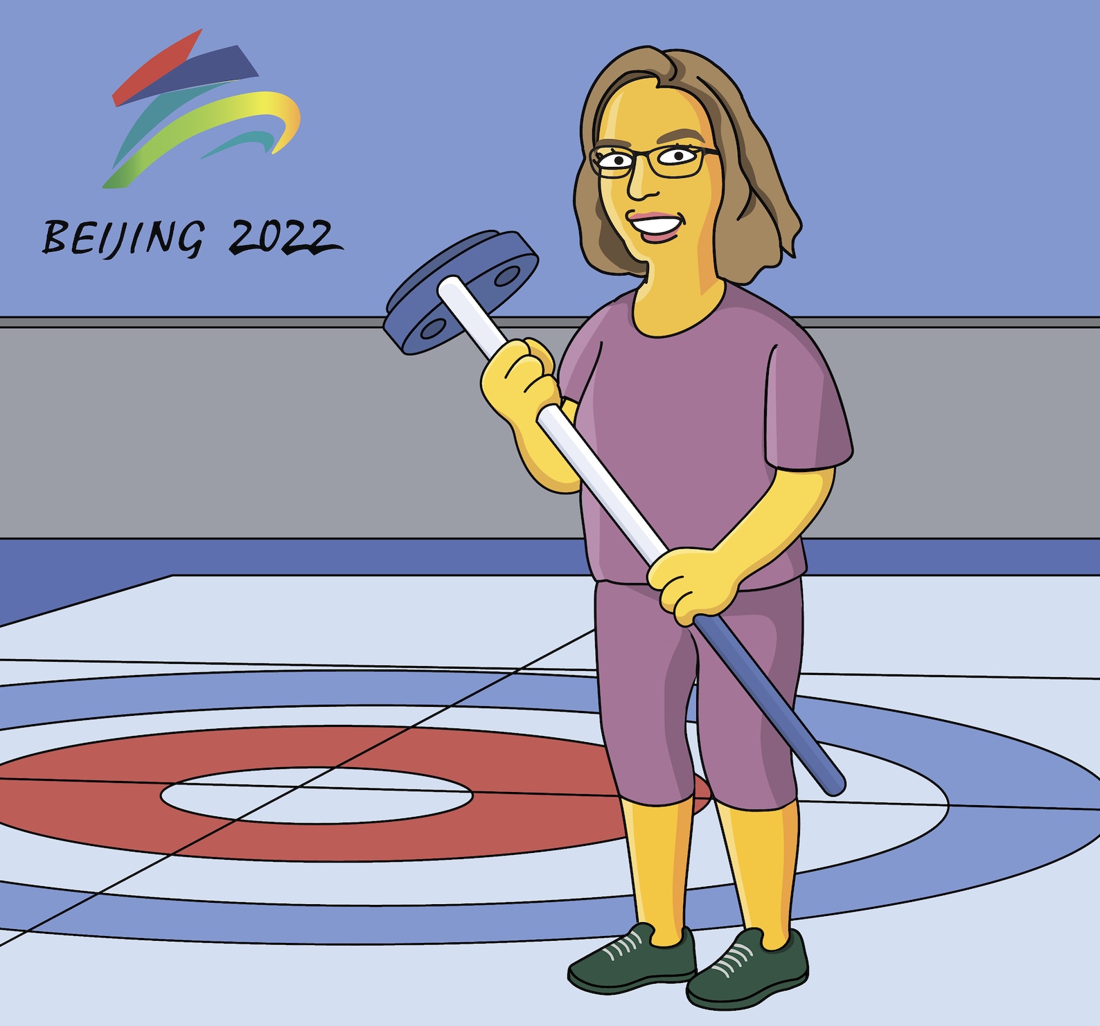 Curling Player Gift - Custom Cartoon Portrait From Photo, Curling Coach ...