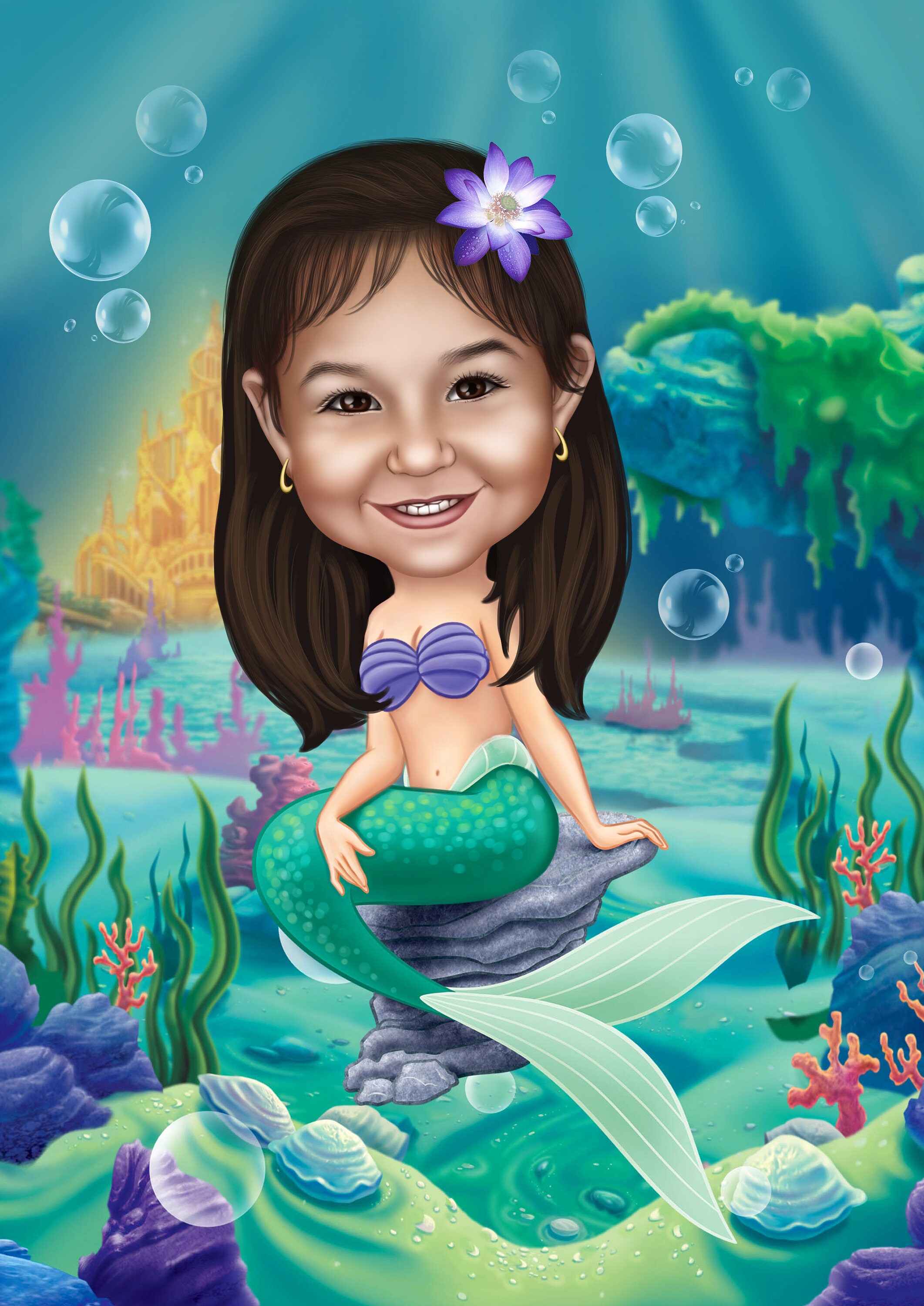 Custom Mermaid Portrait / Ariel Portrait Mermaid Party Ideas / - Etsy ...