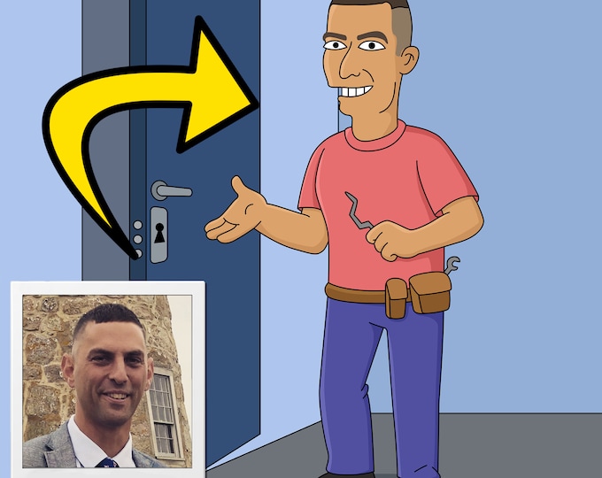 Locksmith Cartoon Portrait Locksmith Gift Custom Locksmith Caricature ...
