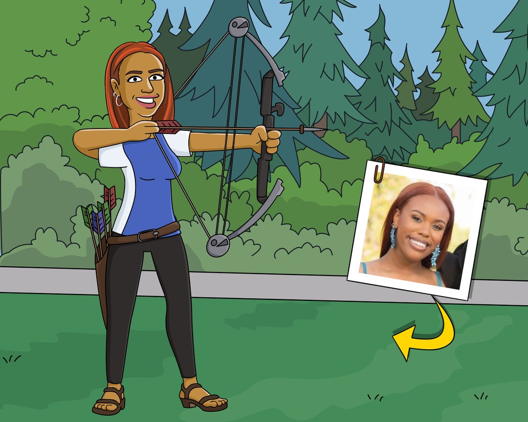 Archery Gifts - Custom Cartoon Portrait From Photo / Bowman Gift ...