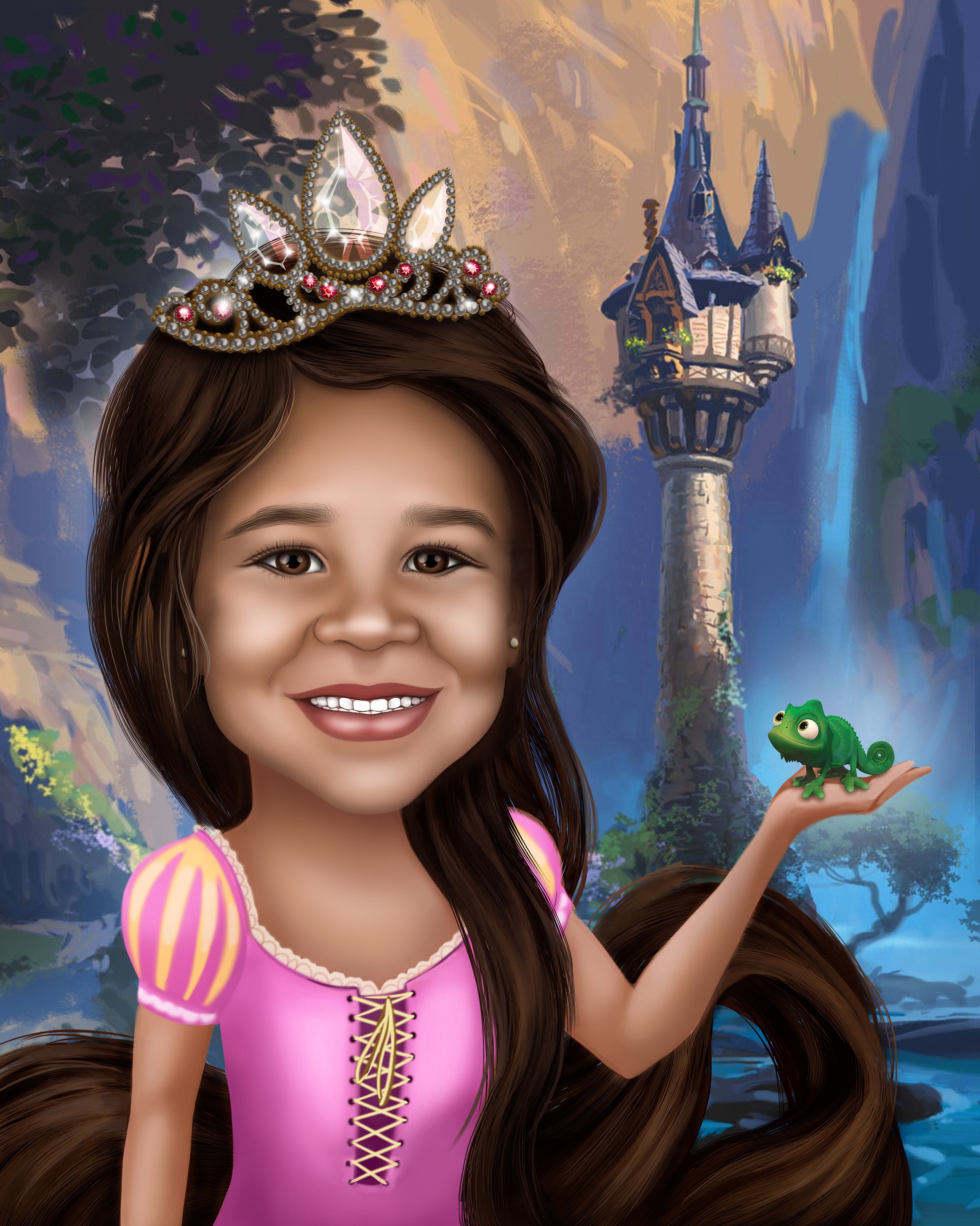 Custom Rapunzel Birthday Invitation Card Drawn From Photo / Tangled ...