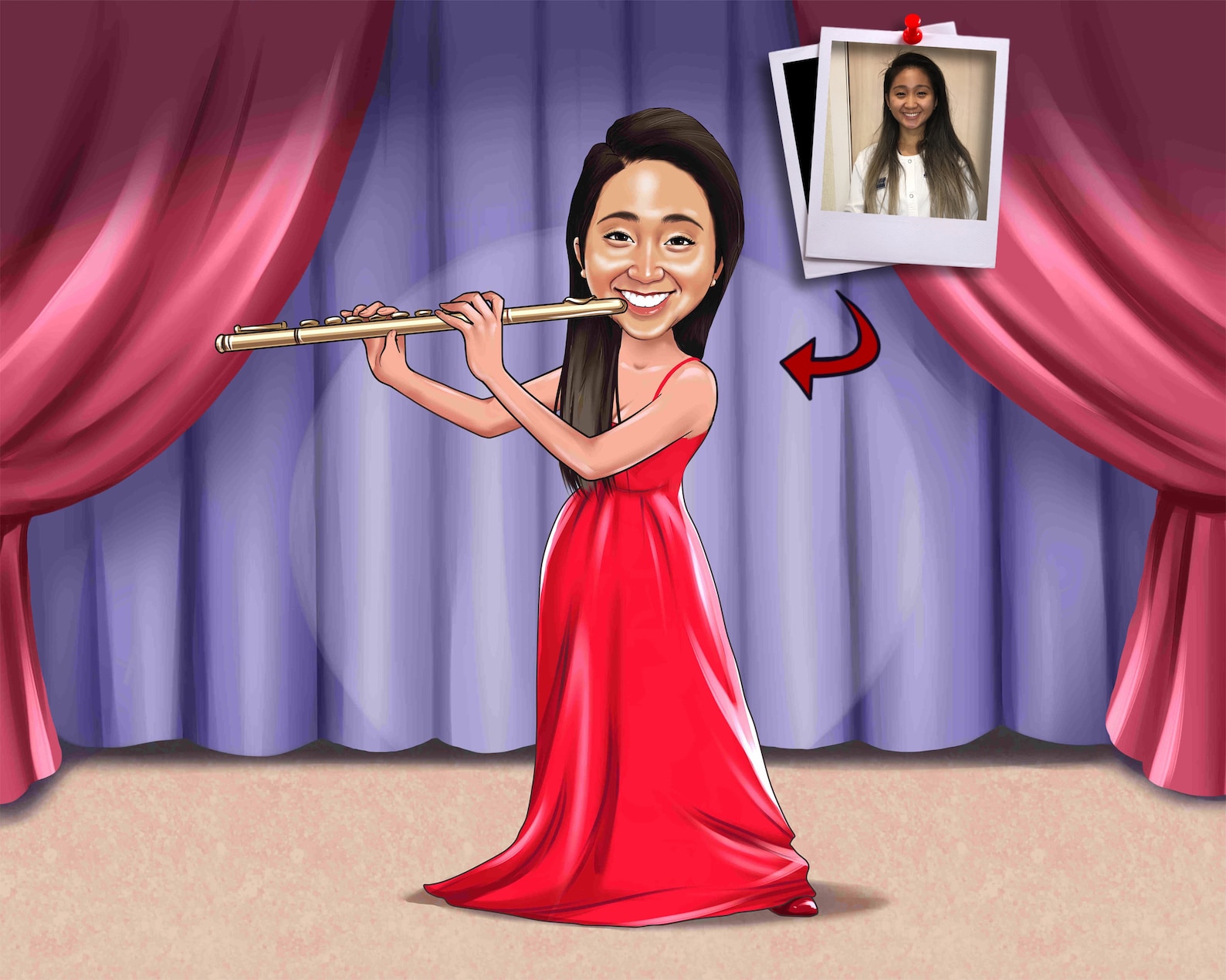 Flute Player Gift Custom Caricature Portrait, Flute Gift, Flute Art - Etsy
