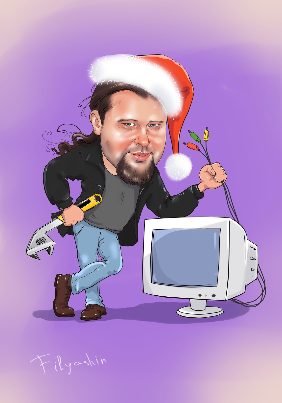 Programmer Gift Caricature Portrait From Photo / Gift for - Etsy