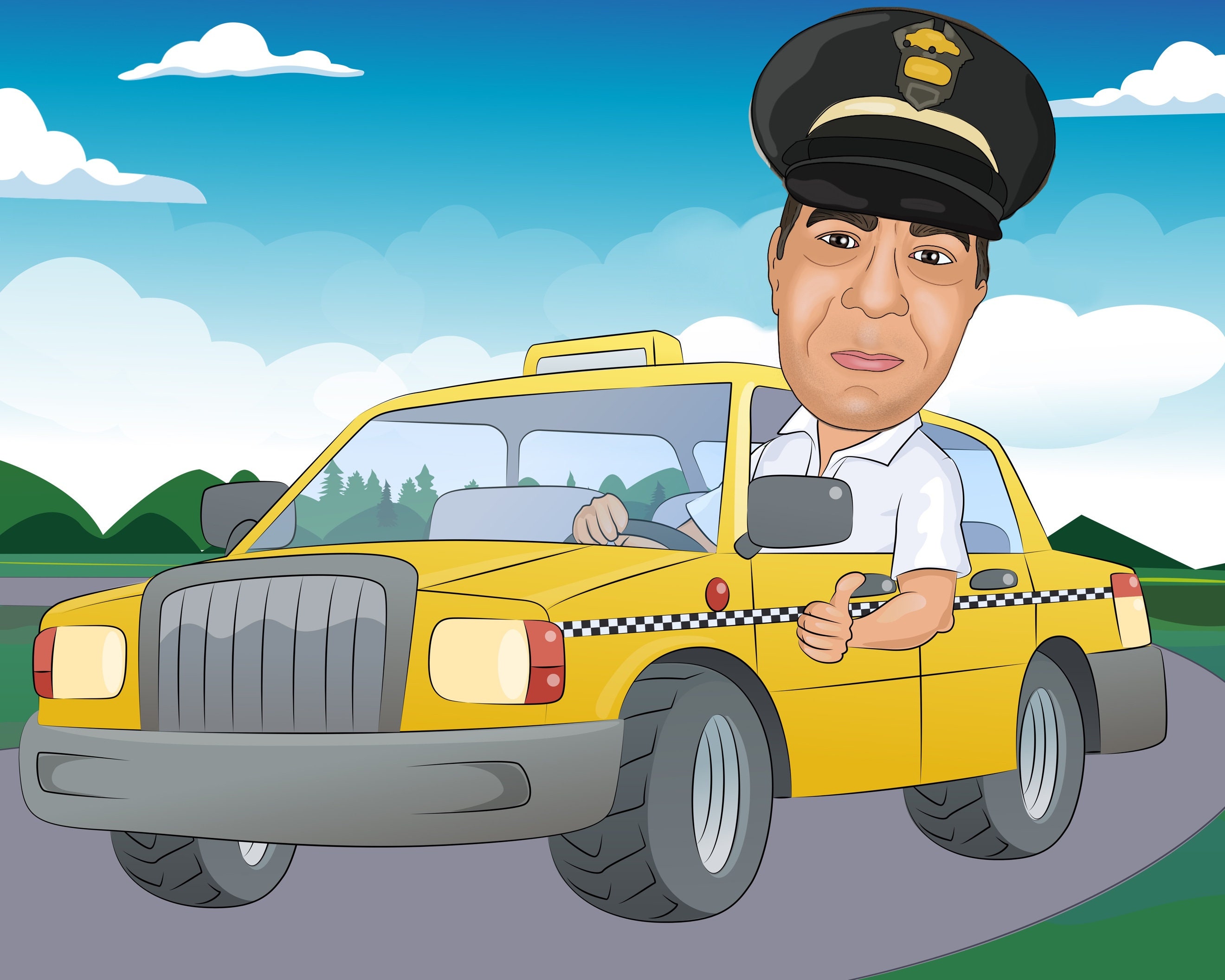 Taxi Driver Gift - Custom Caricature Portrait From Your Photo / Cab ...