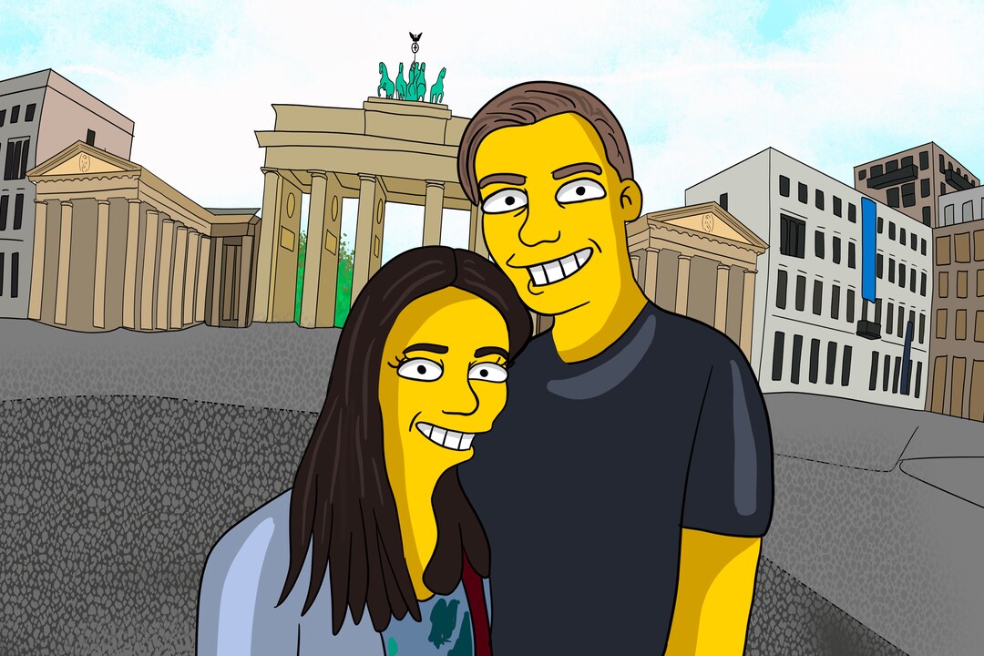 Berlin Gift - Custom Yellow Cartoon Portrait From Photo, Berlin Poster ...