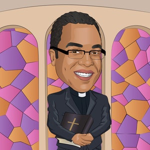 Custom Pastor Caricature Portrait: Unique Priest Gift (digital File) - Etsy