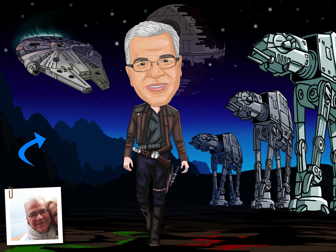 Han Solo - Portrait From Your Photo, Millenium Falcon, Millennium ...