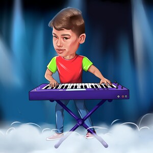 Keyboard Player Gift - Custom Caricature Portrait, Keyboardist Gift ...
