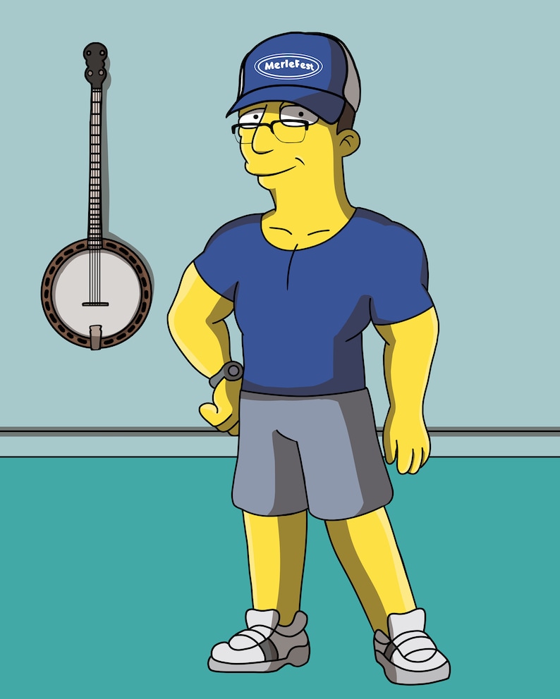 Banjo Player Gift Portrait as Cartoon Character / Banjo Art - Etsy