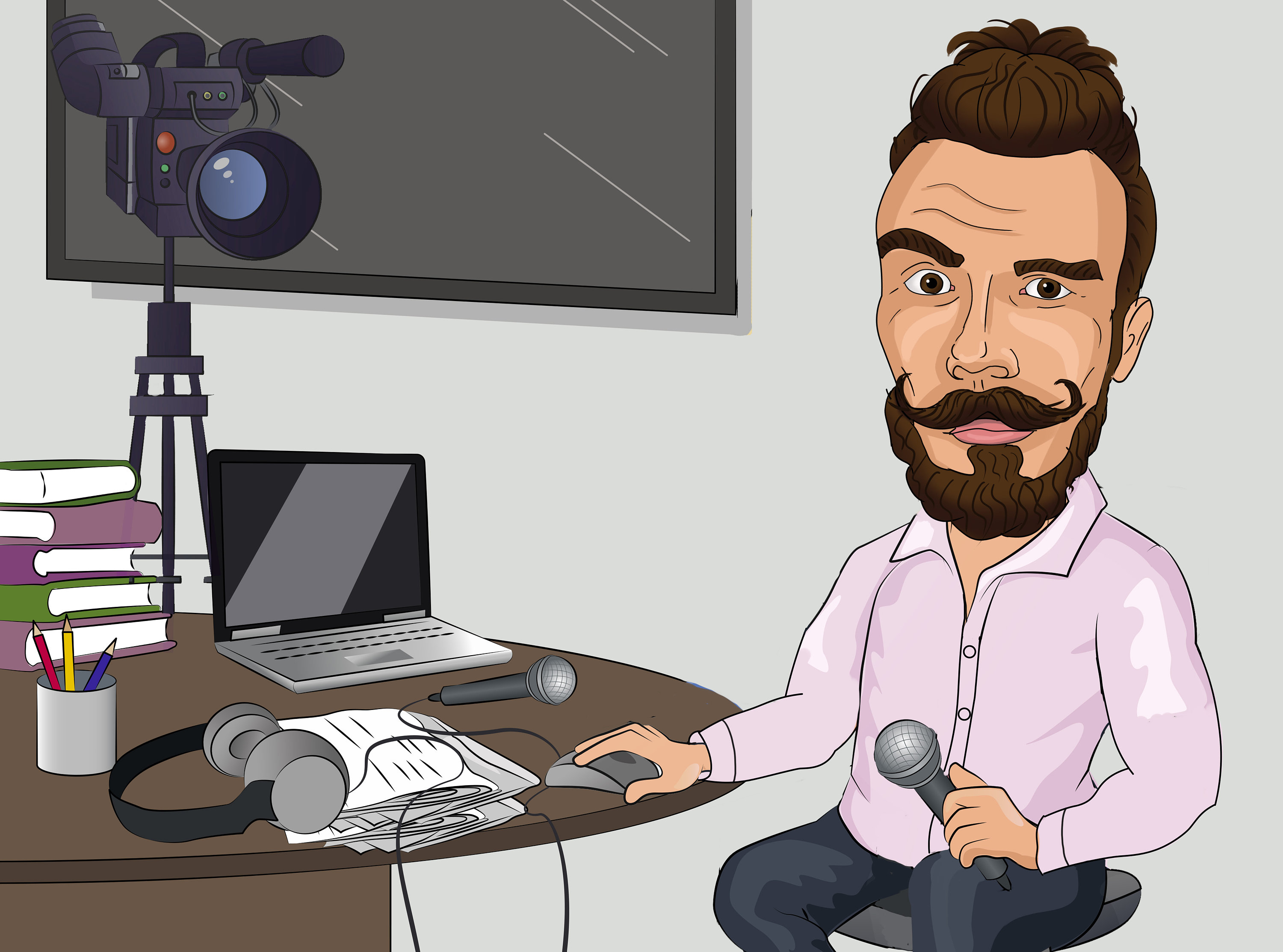 Radio Personality Gift Custom Caricature Portrait From Your - Etsy