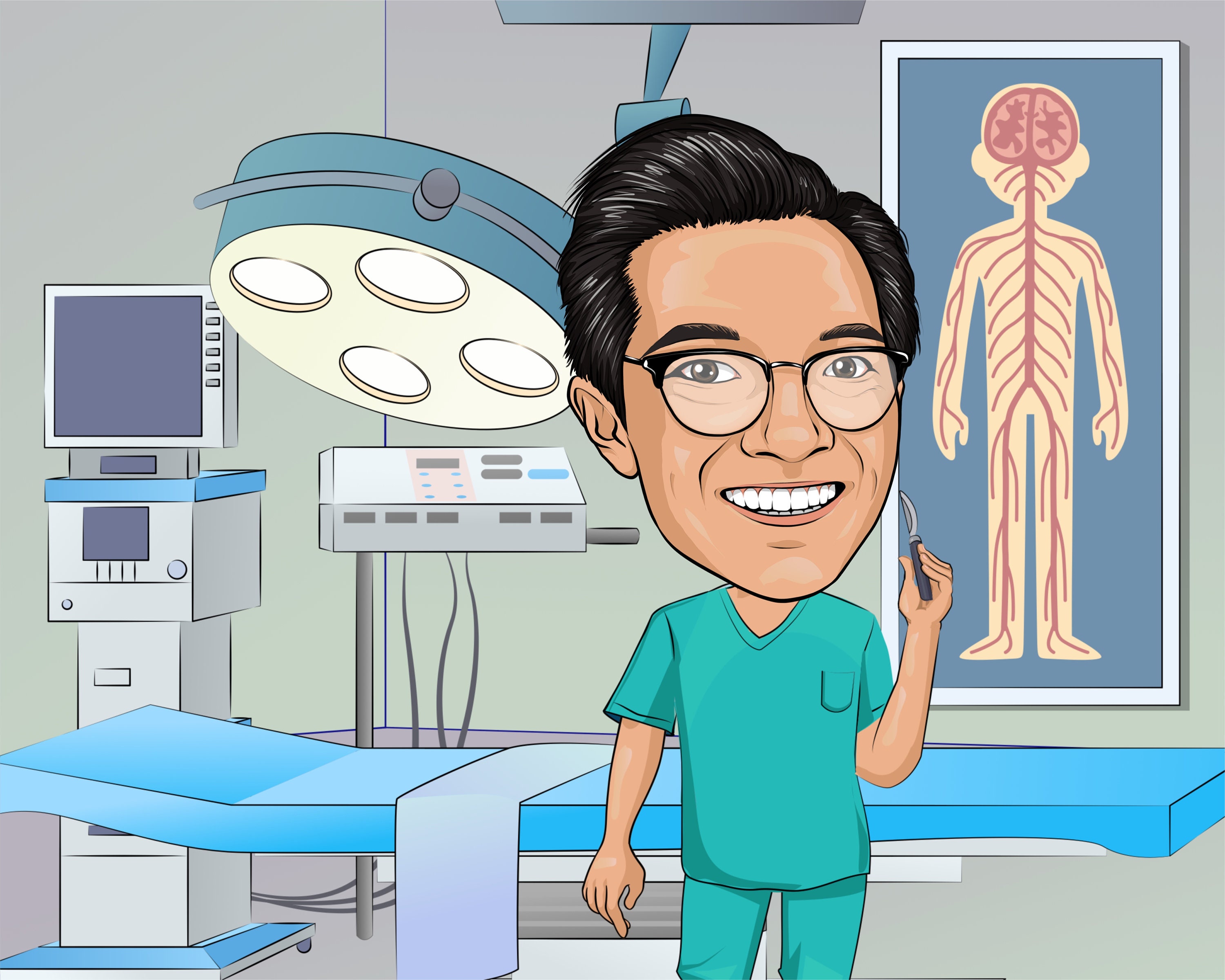 Neurosurgeon Gift - Custom Caricature Portrait From Your Photo ...