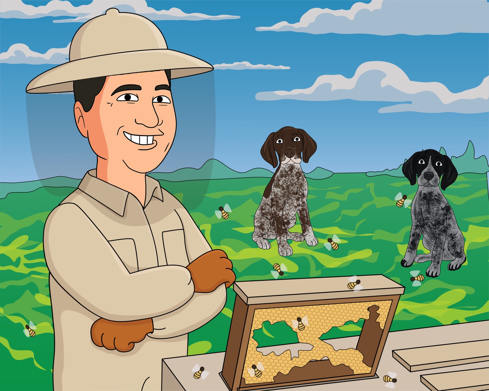 Beekeeper Gift - Custom Portrait From Photo as Yellow Character ...