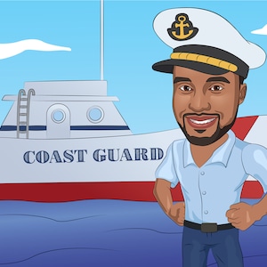 Coast Guard Gift - Custom Caricature Portrait From Your Photo / USCG ...