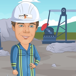 Oilfield Worker Gift - Custom Caricature Portrait From Your Photo / Oil ...