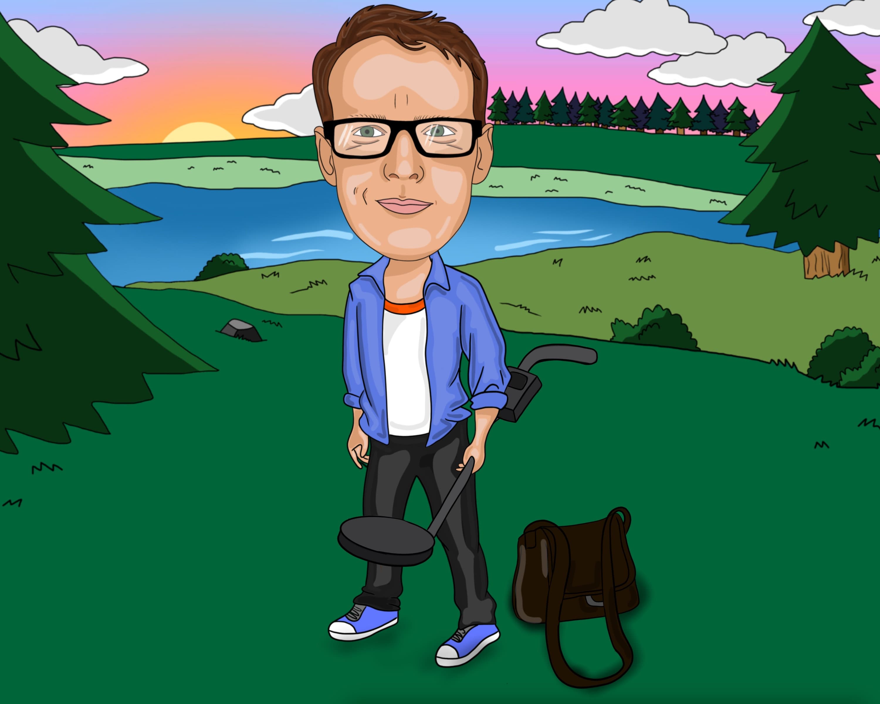 Metal Detecting Gift Custom Caricature From Photo Metal - Etsy