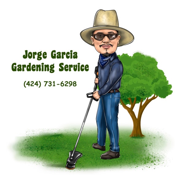 Gardening Logo Custom Cartoon Logo Landscape Logo Gardener - Etsy