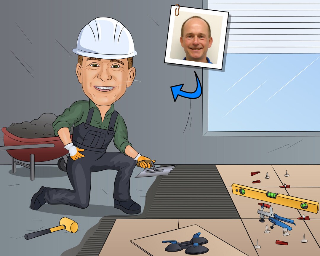 Tile Installer Gift - Custom Caricature From Photo, Tile Setter Gift - Etsy