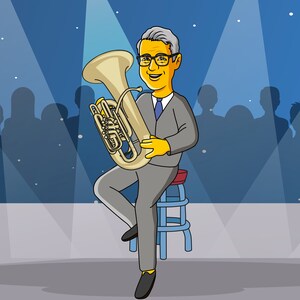 Tuba Player Gift - Portrait as Cartoon Character / Tuba Art / Tuba Gift ...
