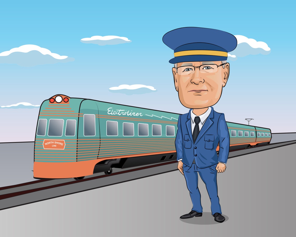 Train Operator Gift Custom Caricature From Photo Train | Etsy