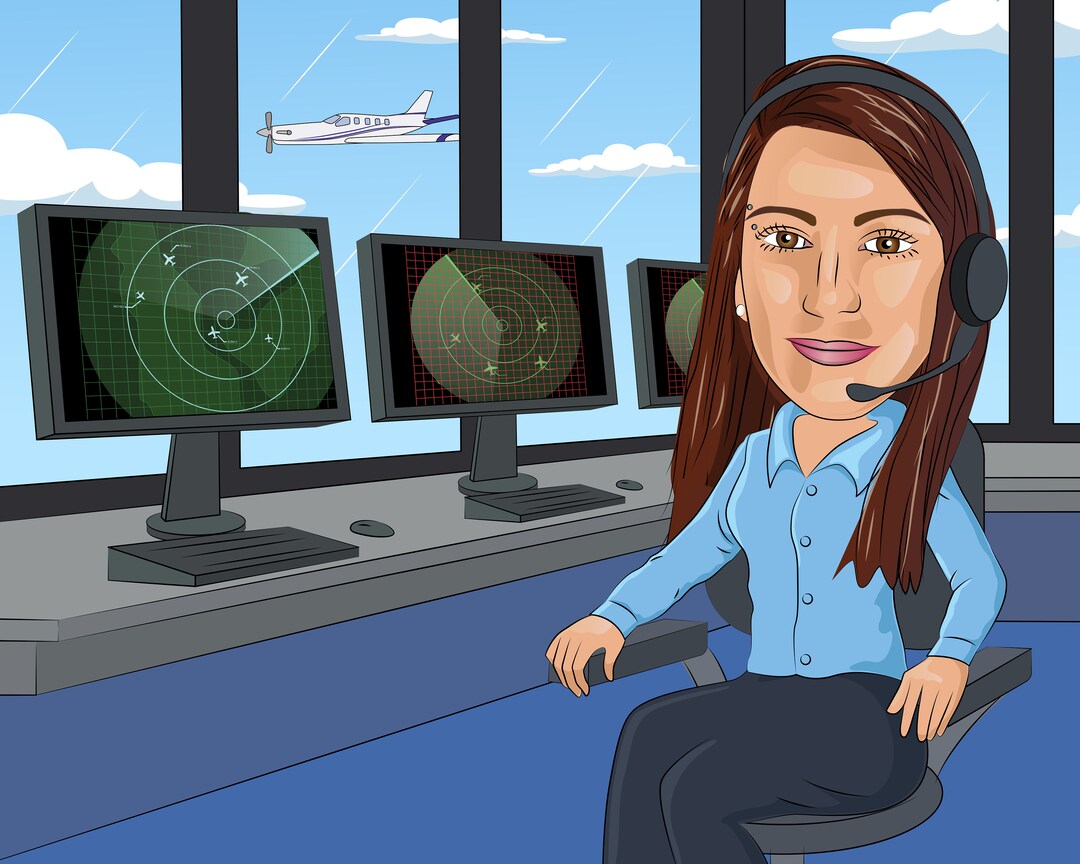 Air Traffic Controller Gift - Custom Caricature Portrait From Your ...