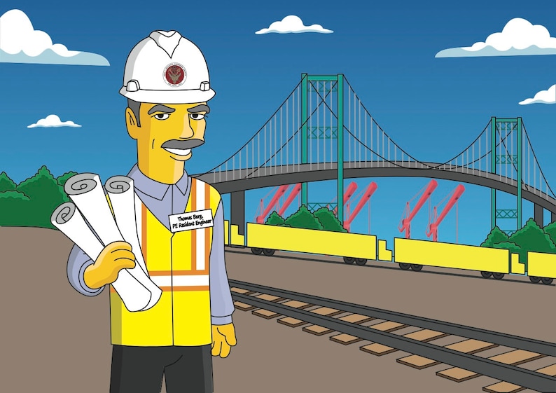 Civil Engineer Gift Custom Portrait as Cartoon Character / - Etsy