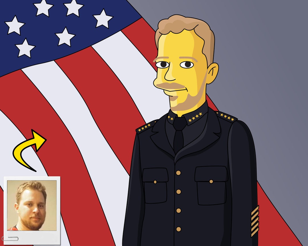 Police Chief Gift - Custom Portrait From Photo as Yellow Character - Etsy