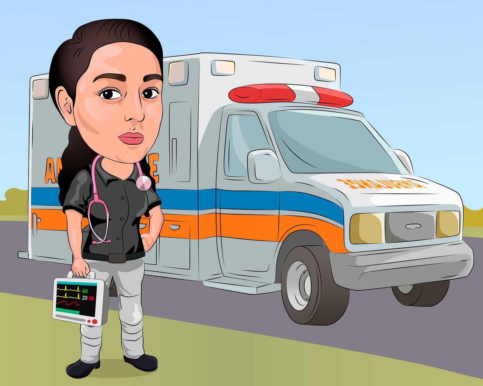 Paramedic Gift Custom Caricature Portrait From Your Photo - Etsy