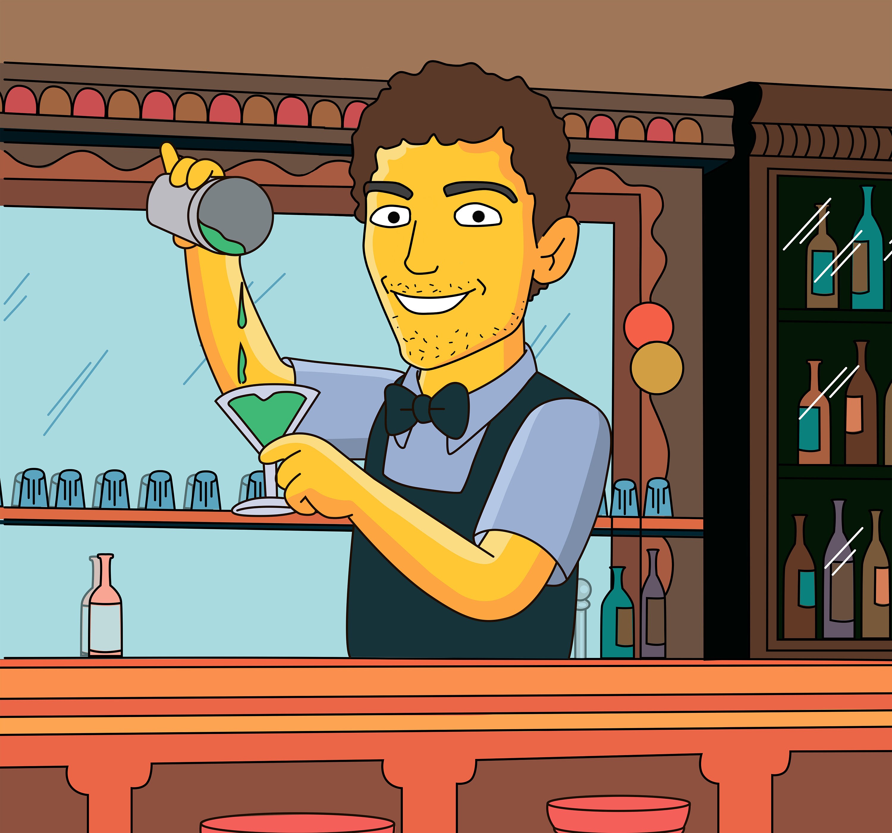 Bartender Gift Custom Portrait as Yellow Cartoon Character / | Etsy