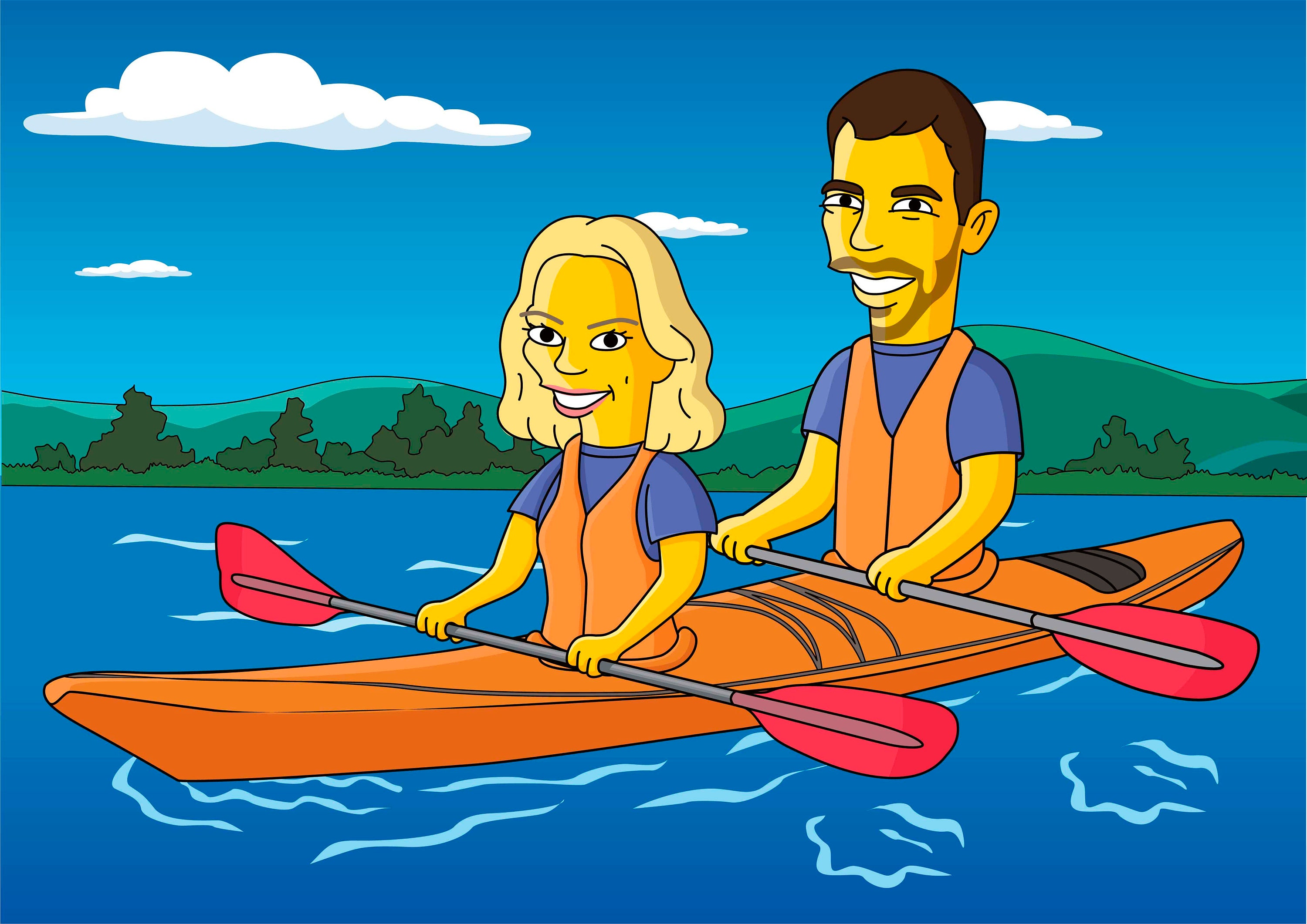 Canoeing Gift Custom Cartoon Portrait From Photo / Canoe - Etsy UK