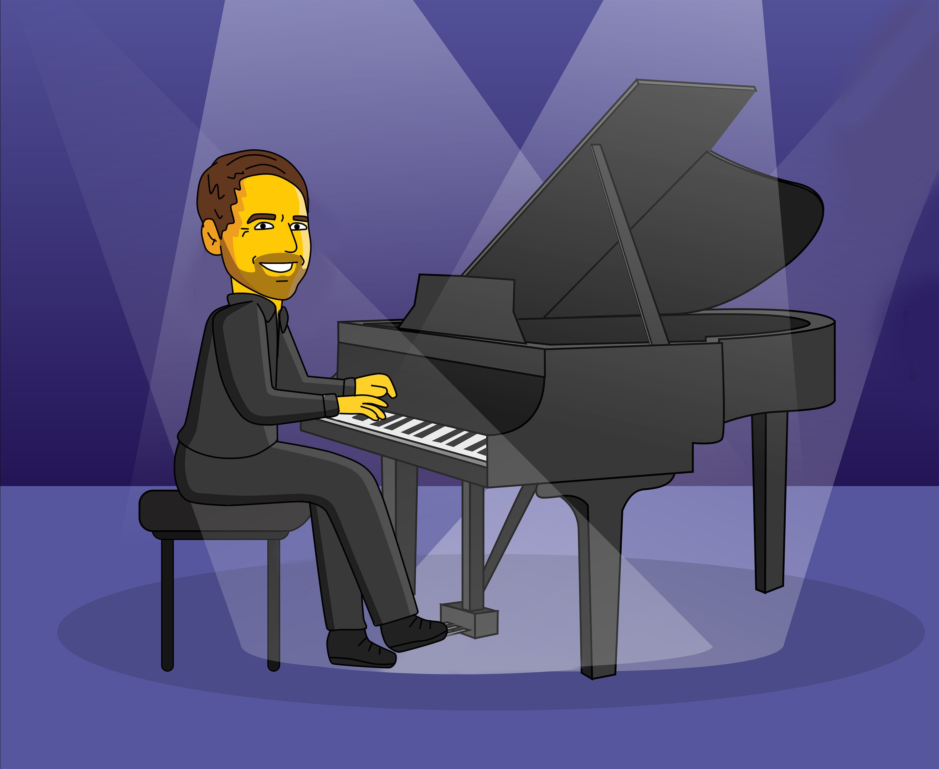 Pianist Gift - Portrait as Cartoon Character / Keyboardist Gift ...