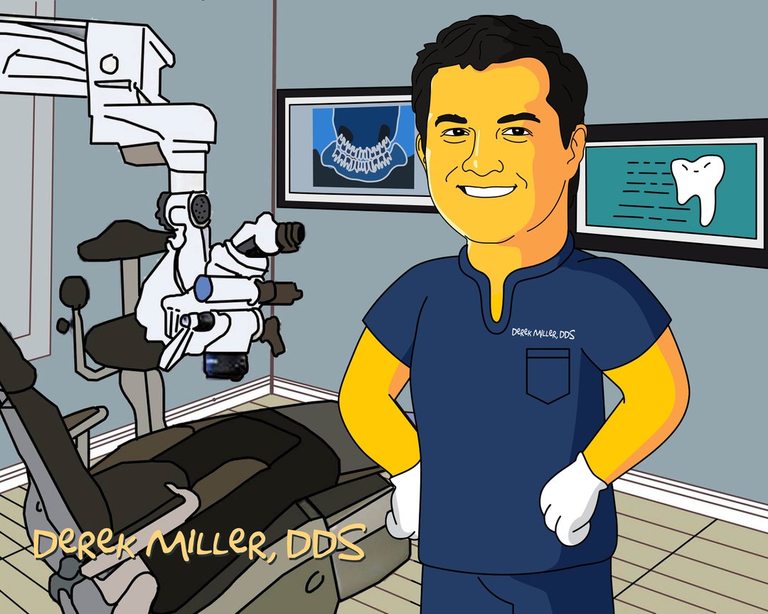 Oral Surgeon Gift - Custom Portrait as Cartoon Character, Maxillofacial ...