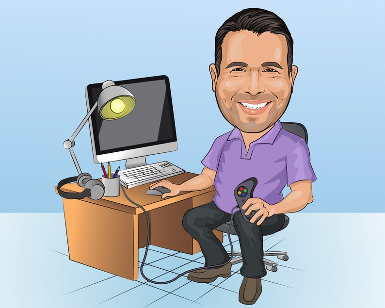 Gamer Gift - Custom Caricature Portrait From Your Photo / Gaming ...