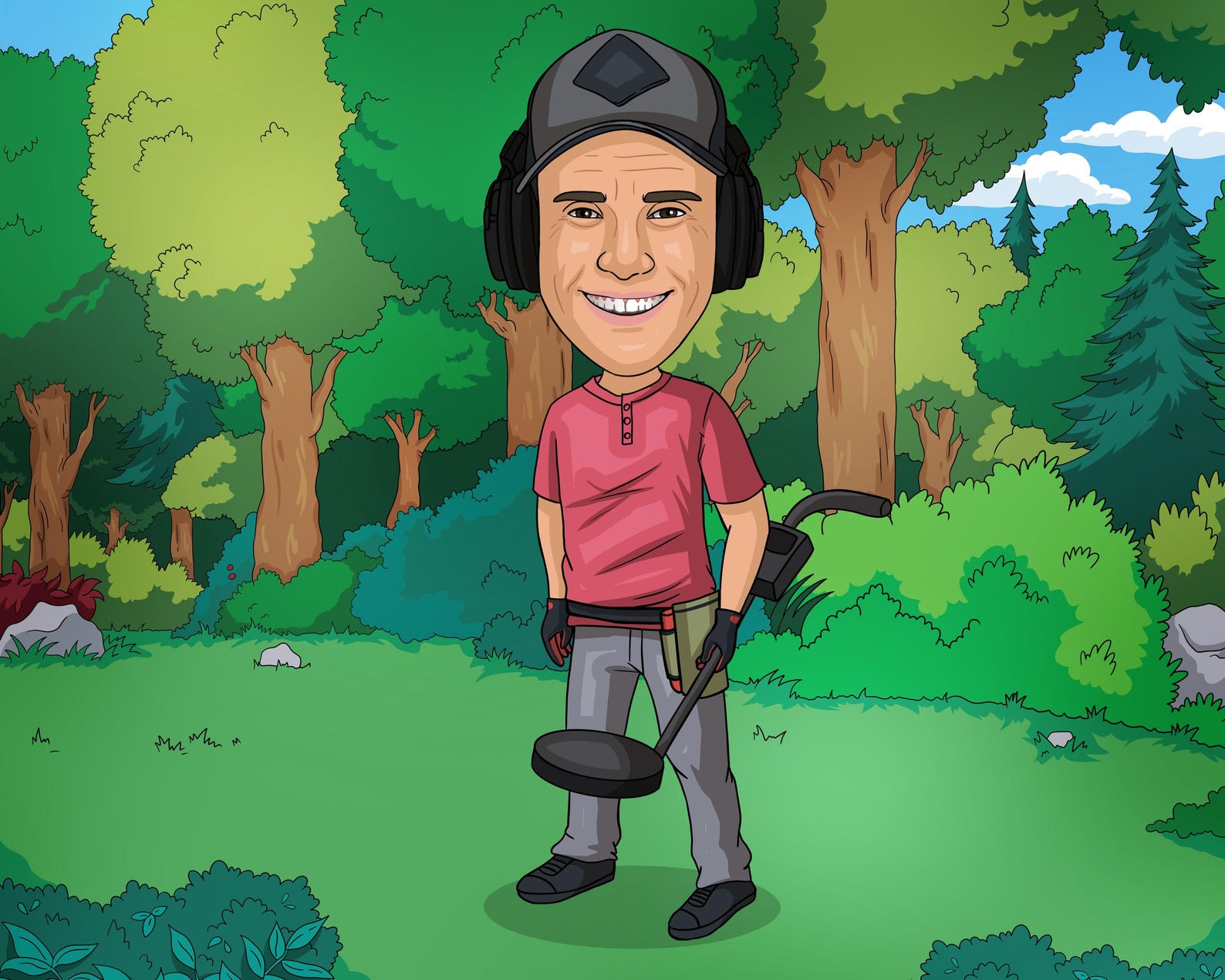 Metal Detecting Gift - Custom Caricature From Photo, Metal Detector ...