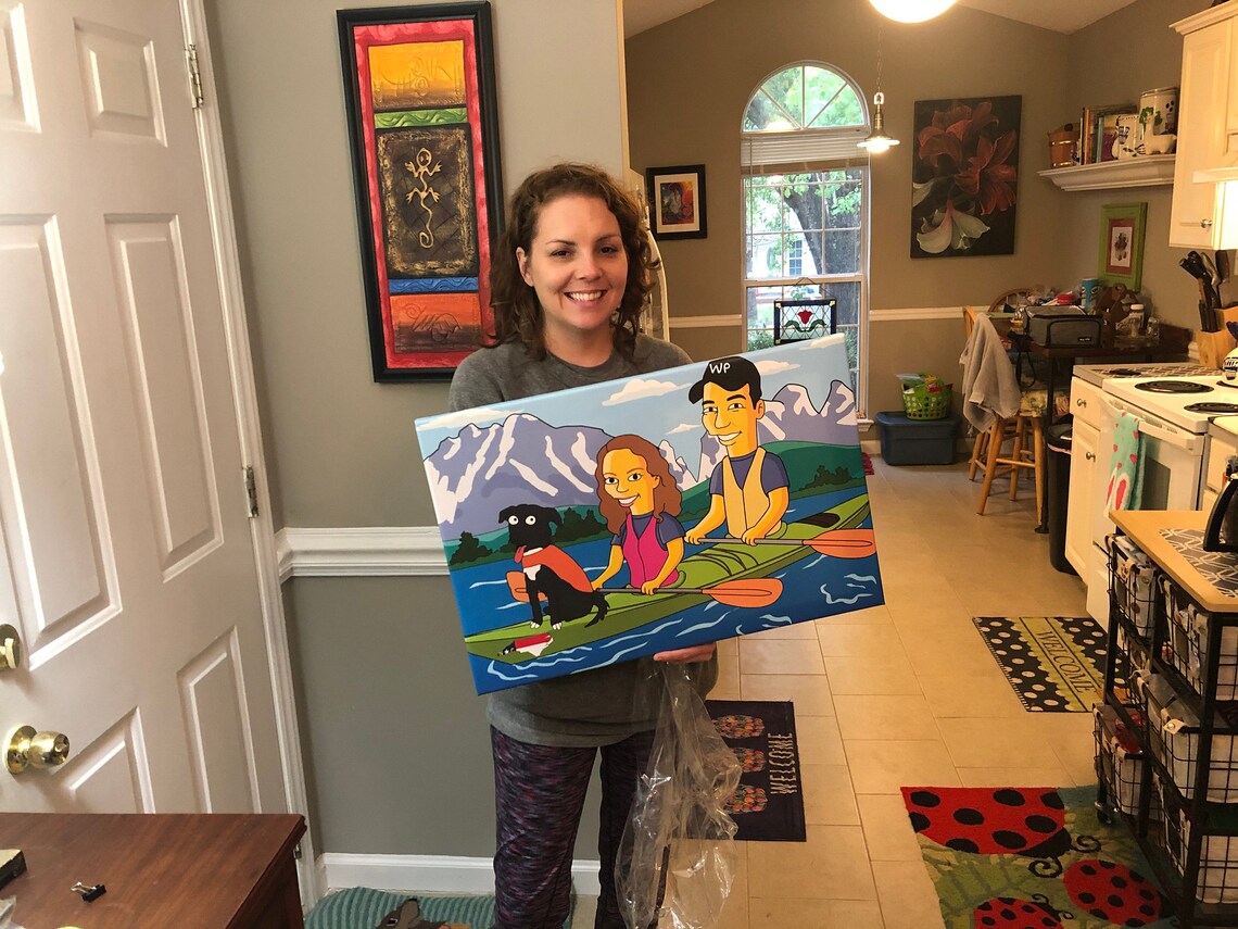 Custom Canvas Print delivery in US / Cartoon Portrait on | Etsy