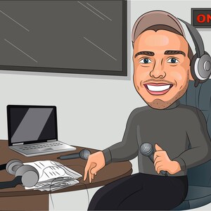 Radio Personality Gift - Custom Caricature Portrait From Your Photo ...