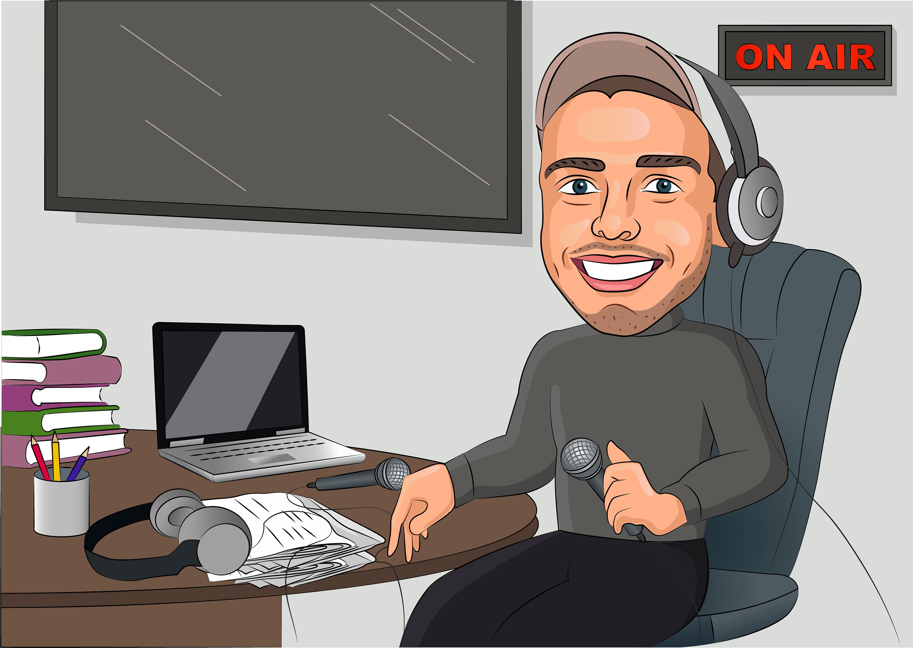 Radio Personality Gift Custom Caricature Portrait From Your - Etsy